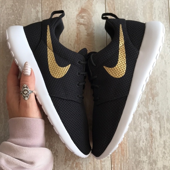 Nike | Shoes | Nwt Nike Id Roshe One Custom Gold Swoosh | Poshmark